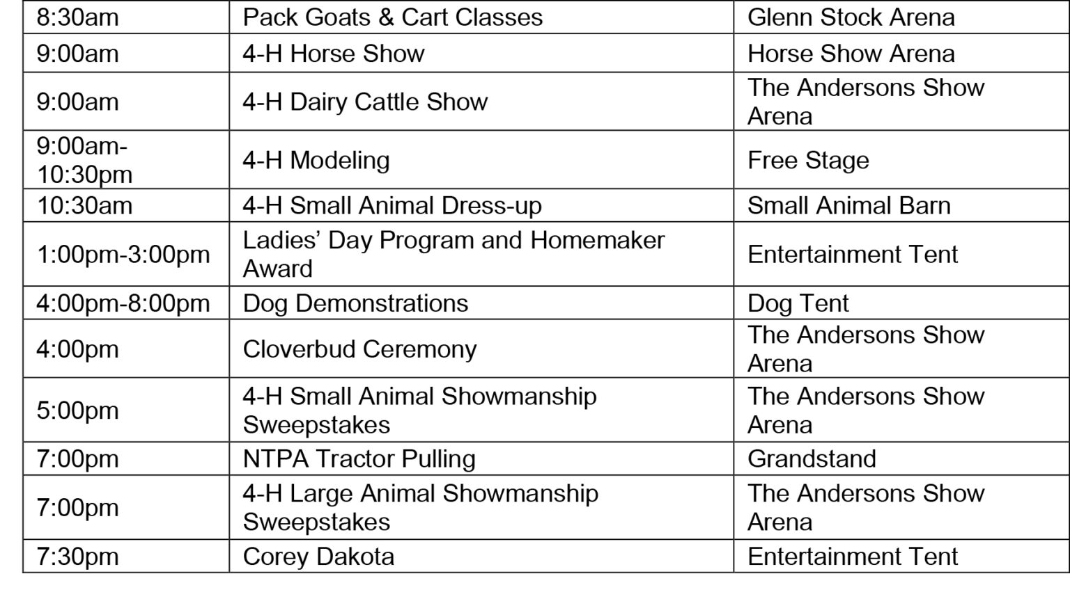 Thursday, August 1 • Monroe County Fair