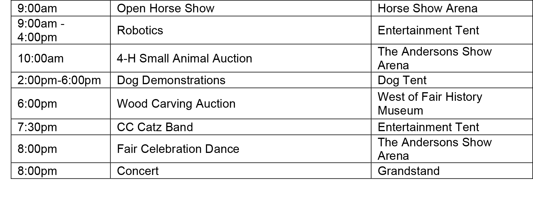 Saturday, August 3 • Monroe County Fair